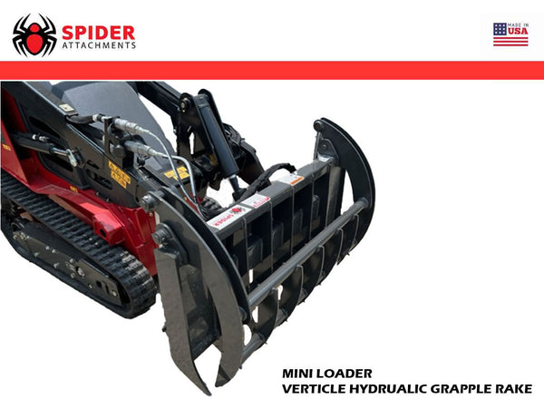 SPIDER Grapple Rake for mini loader - Spider Attachments